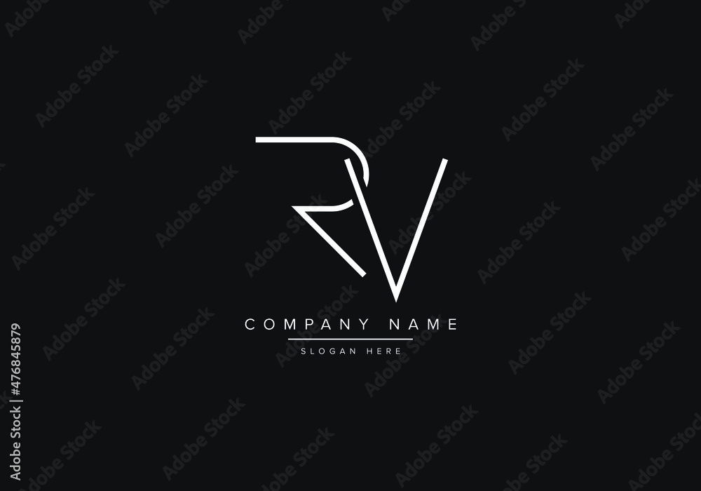 Creative minimal line art icon logo, RV monogram logo Stock Vector ...