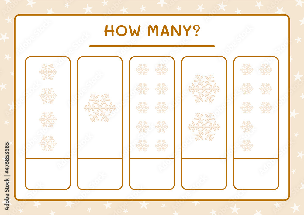 How many snowflake, game for children. Vector illustration, printable ...