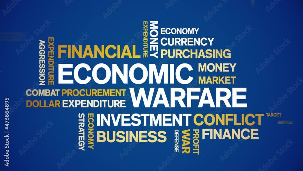 Economic Warfare Animated Tag Word Cloud;Text Design Animation ...
