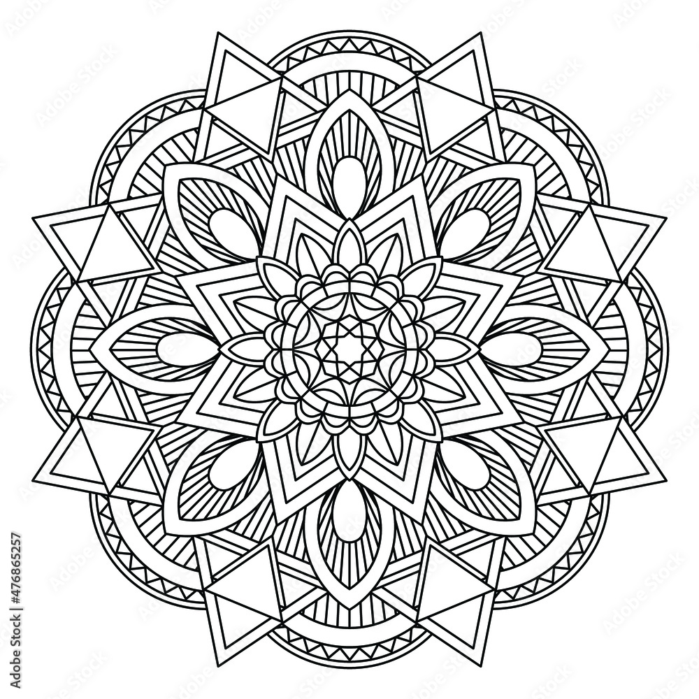 star mandala pattern line drawing for coloring page Stock Vector ...