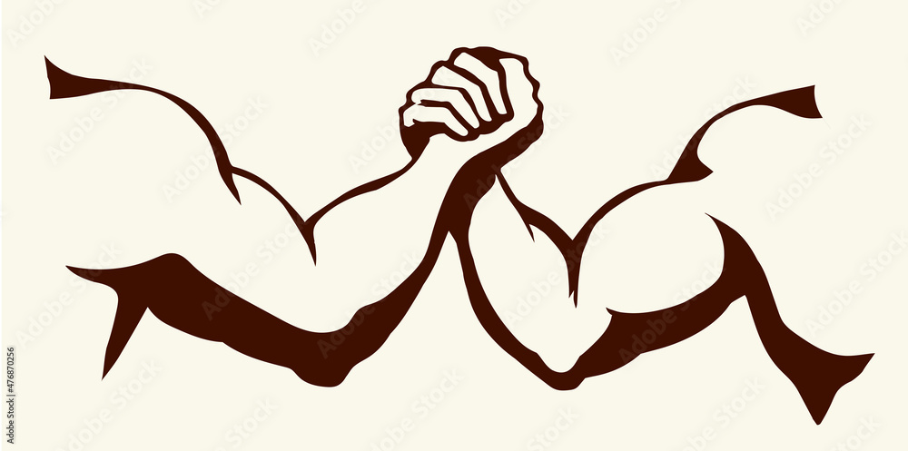 Hand wrestling contest. Vector drawing Stock Vector | Adobe Stock