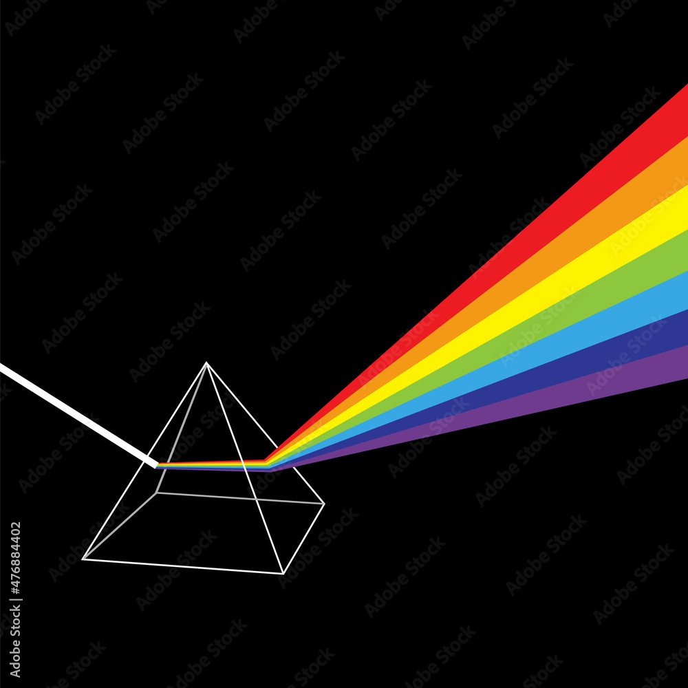 Transparent Prism. Colorful Light Rays. Ray Rainbow Spectrum Dispersion ...