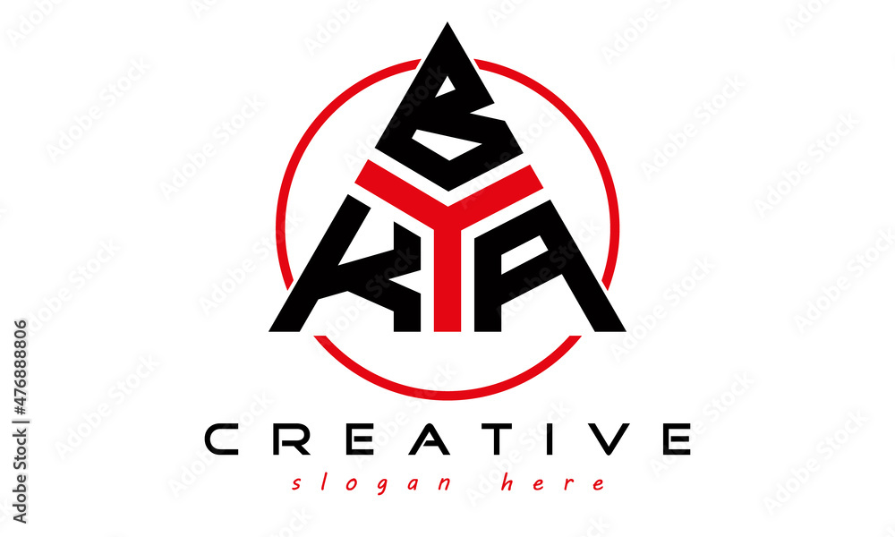 triangle badge with circle KBA letter logo design vector, business logo ...