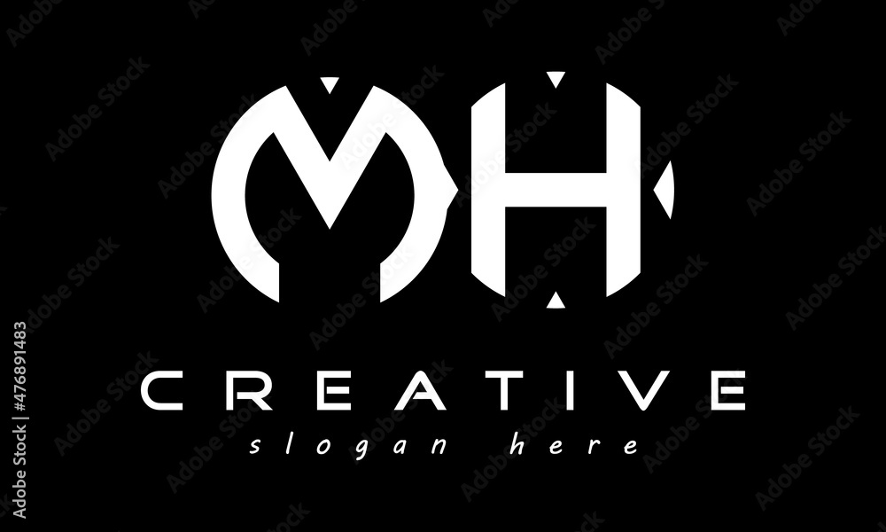 circle MH geometric monogram letters logo design vector, business logo ...