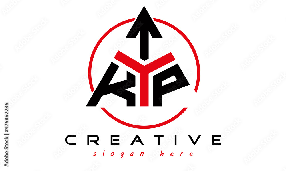 triangle badge with circle KTP letter logo design vector, business logo ...