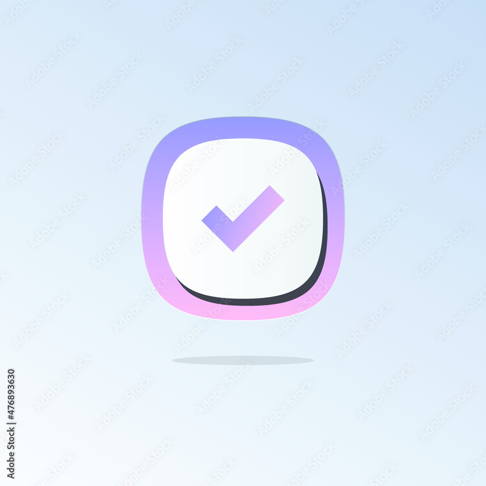 Tick sign 3D icon. Icons web, logo, button. 3D vector Illustrations ...