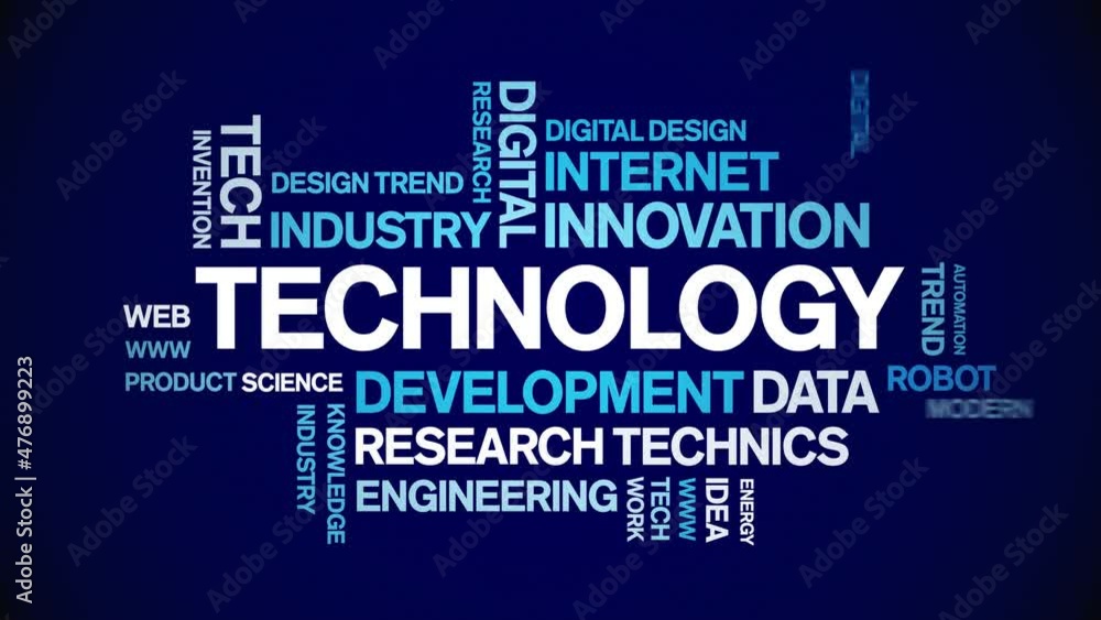Technology Animated tag word cloud;text design animation kinetic ...