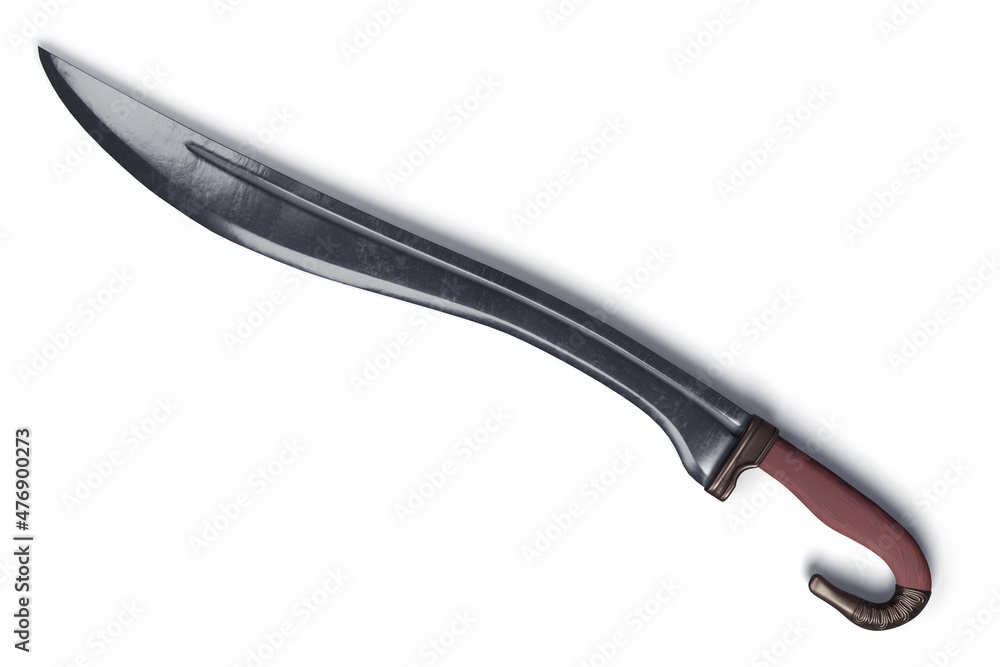 Falkata - Ancient Greek curved sword on white background 3d ...