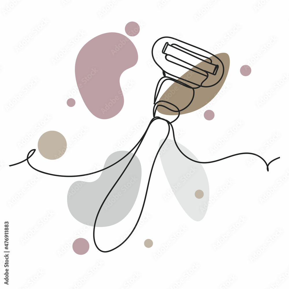 Continuous one simple single line drawing of personal use female razor ...