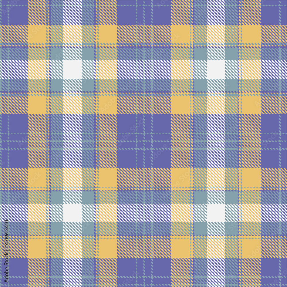Scottish tartan pattern in purple, blue and yellow cage. Seamless ...