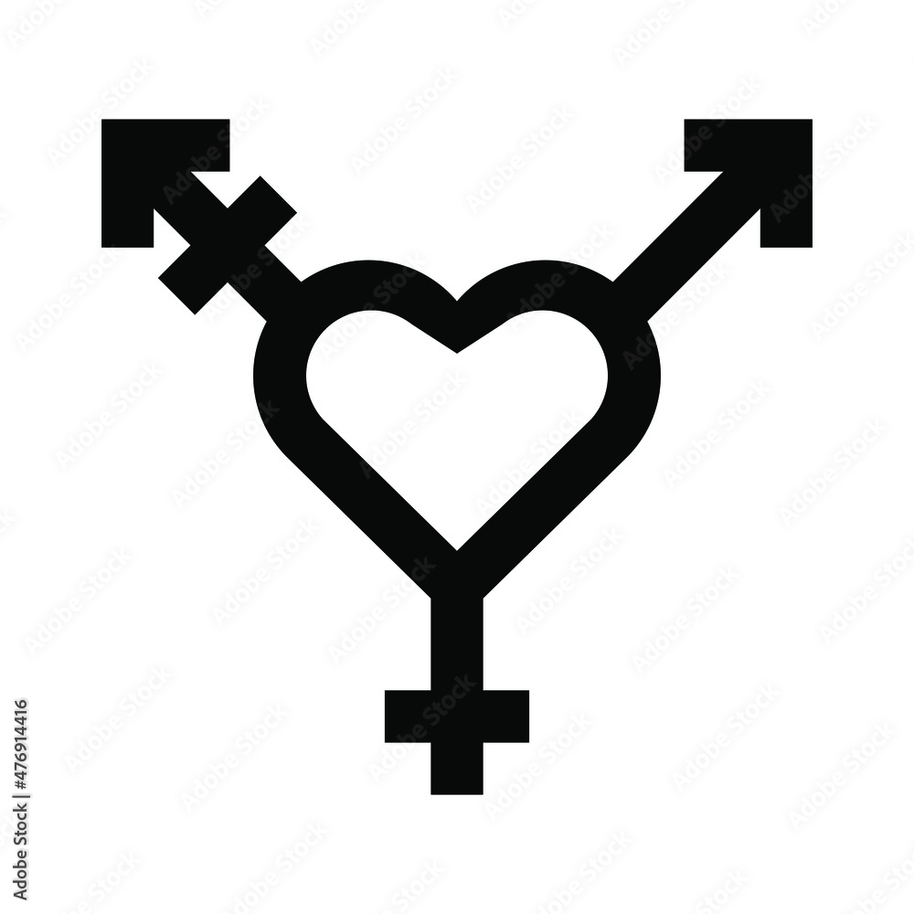 Black symbol of Transgender. Heart shaped transgender symbol. Gender ...