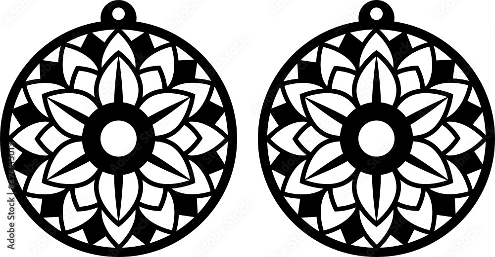 round flower floral earring jewelry template svg vector cut file for ...