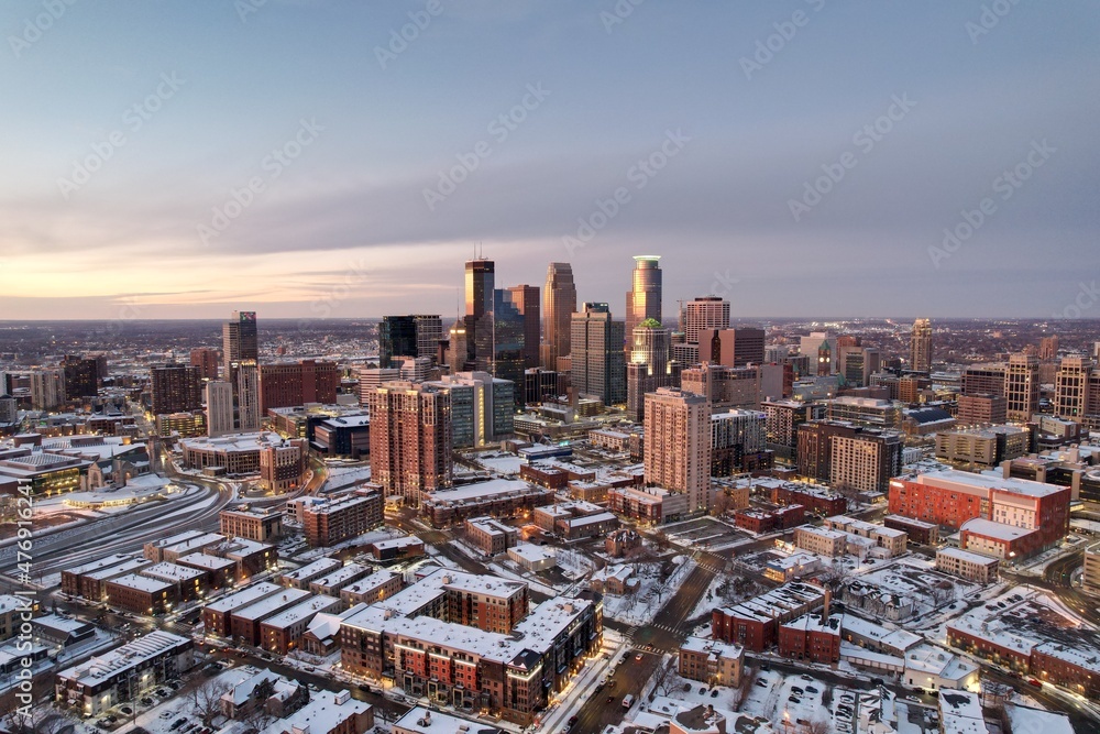 Minneapolis Skyline at Sunset Stock Photo | Adobe Stock