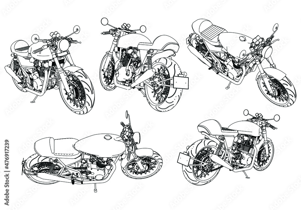 Motorcycle vector illustration coloring page for adults for drawing ...