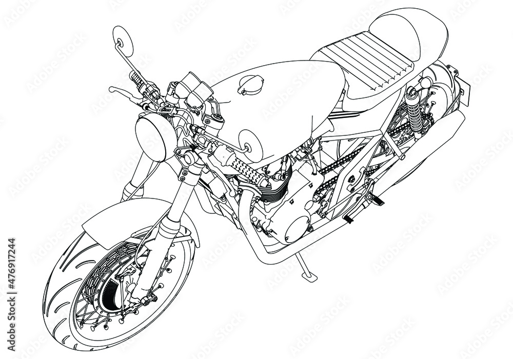 Motorcycle vector illustration coloring page for adults for drawing ...