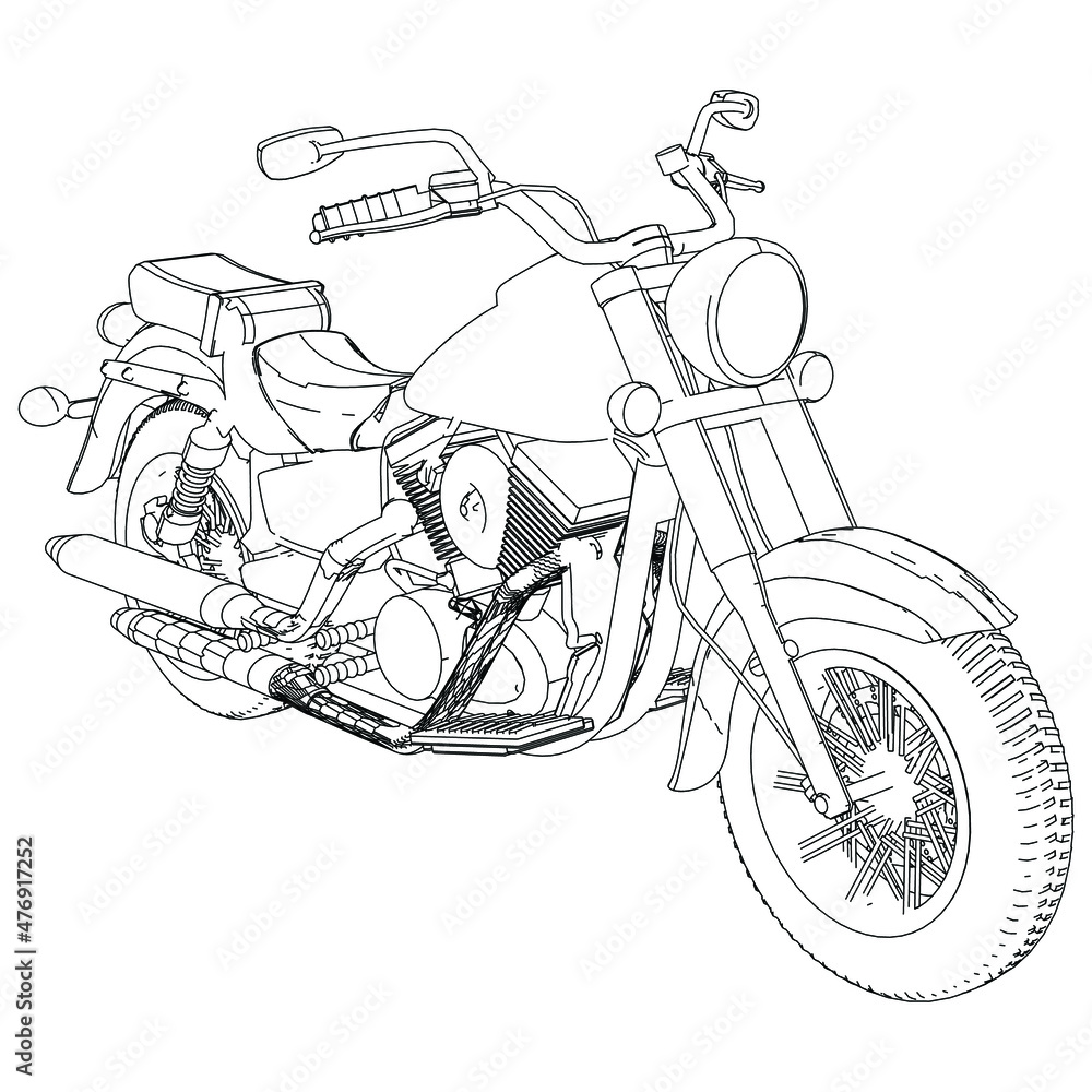 Motorcycle vector illustration coloring page for adults for drawing ...