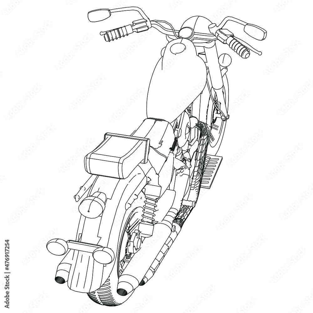 Motorcycle vector illustration coloring page for adults for drawing ...