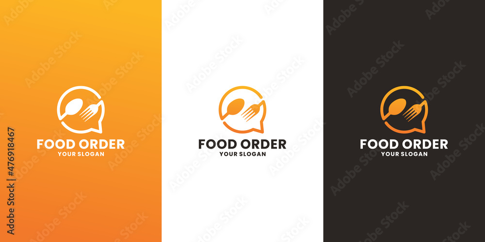 food order logo element. restaurant online delivery logo design ...