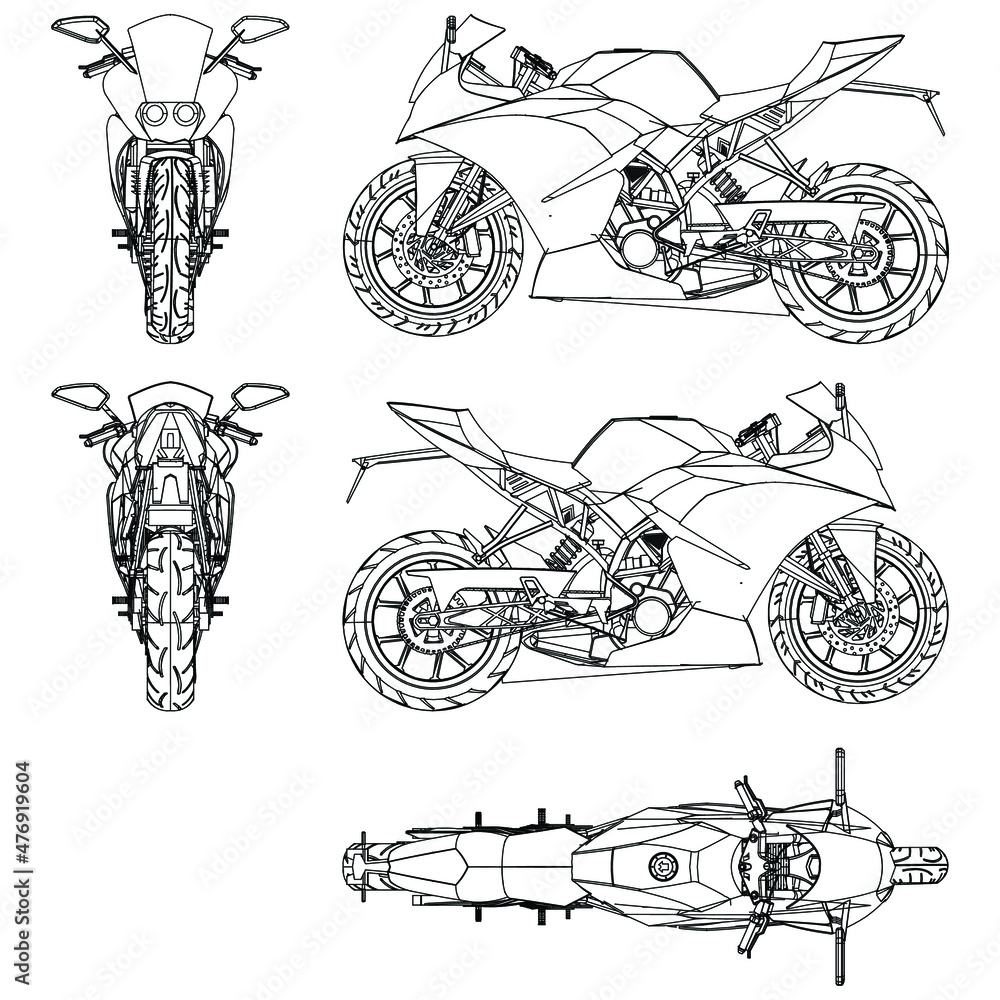 Motorcycle outline vector illustration. Motorcycle template vector ...
