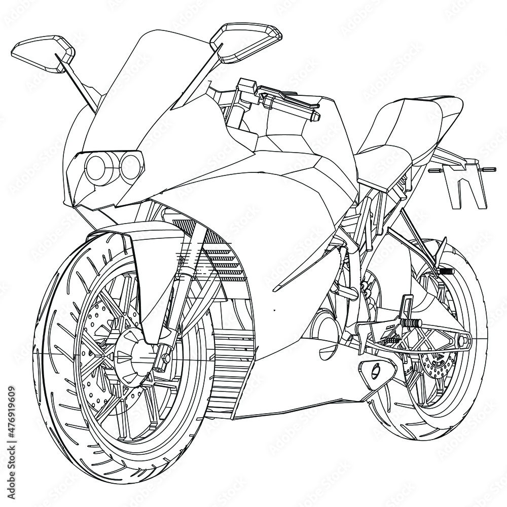 Motorcycle outline vector illustration. Motorcycle template vector ...