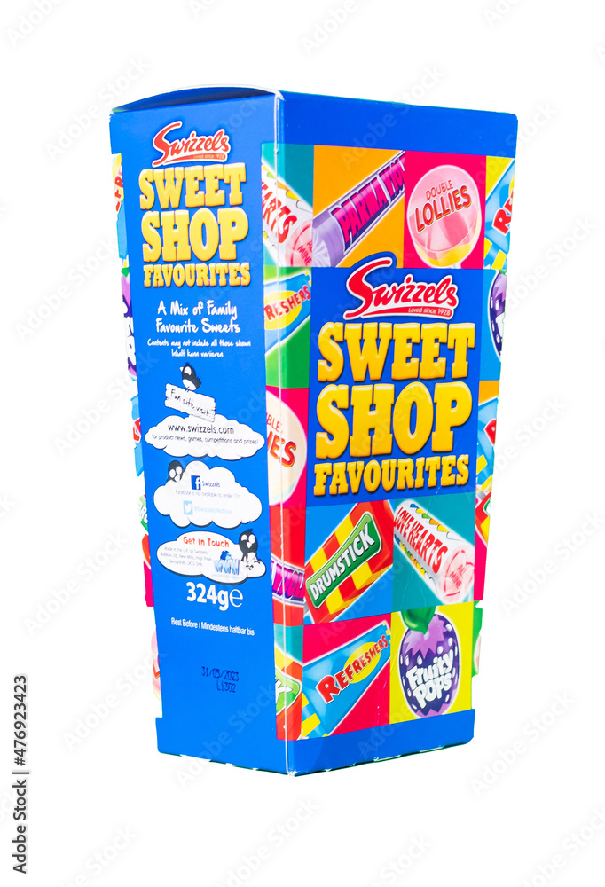 Norwich, Norfolk, UK – December 2021. A Swizzels branded box of classic ...