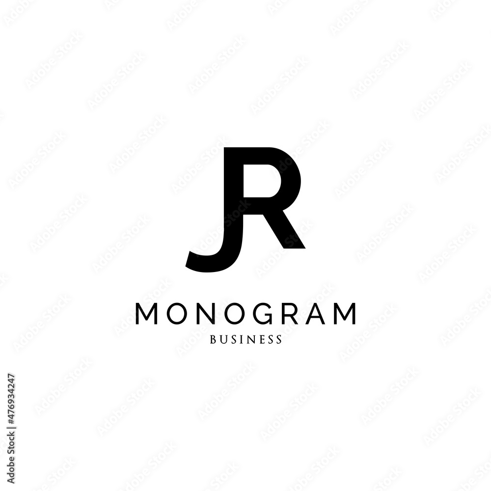 Initial letter JR monogram logo design inspiration Stock Vector | Adobe ...