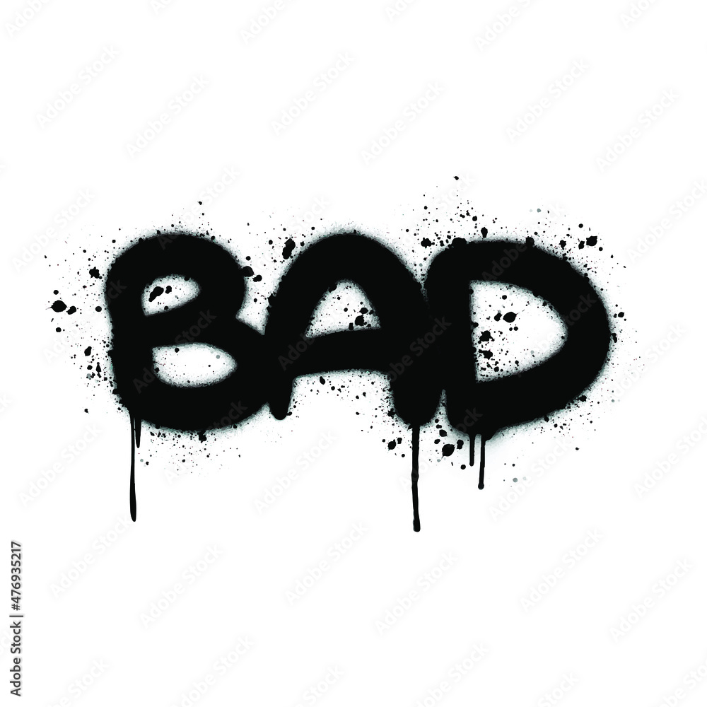 Bad sprayed text in graffiti style with leaks Stock Vector | Adobe Stock