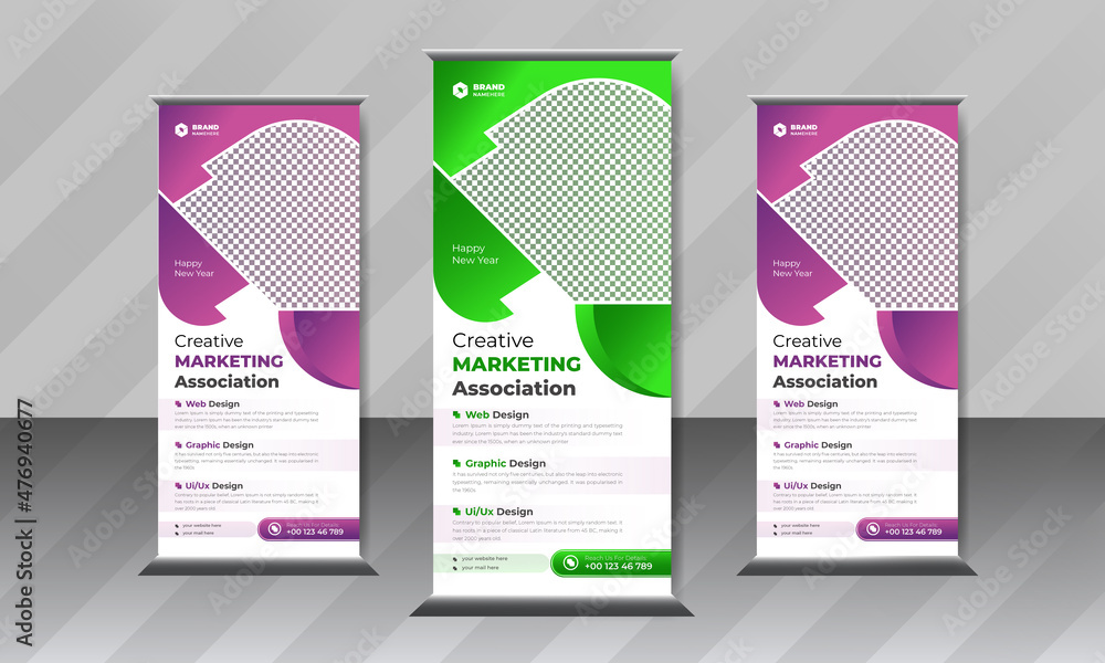 roll up banner design layout template Creative business agency Stock ...