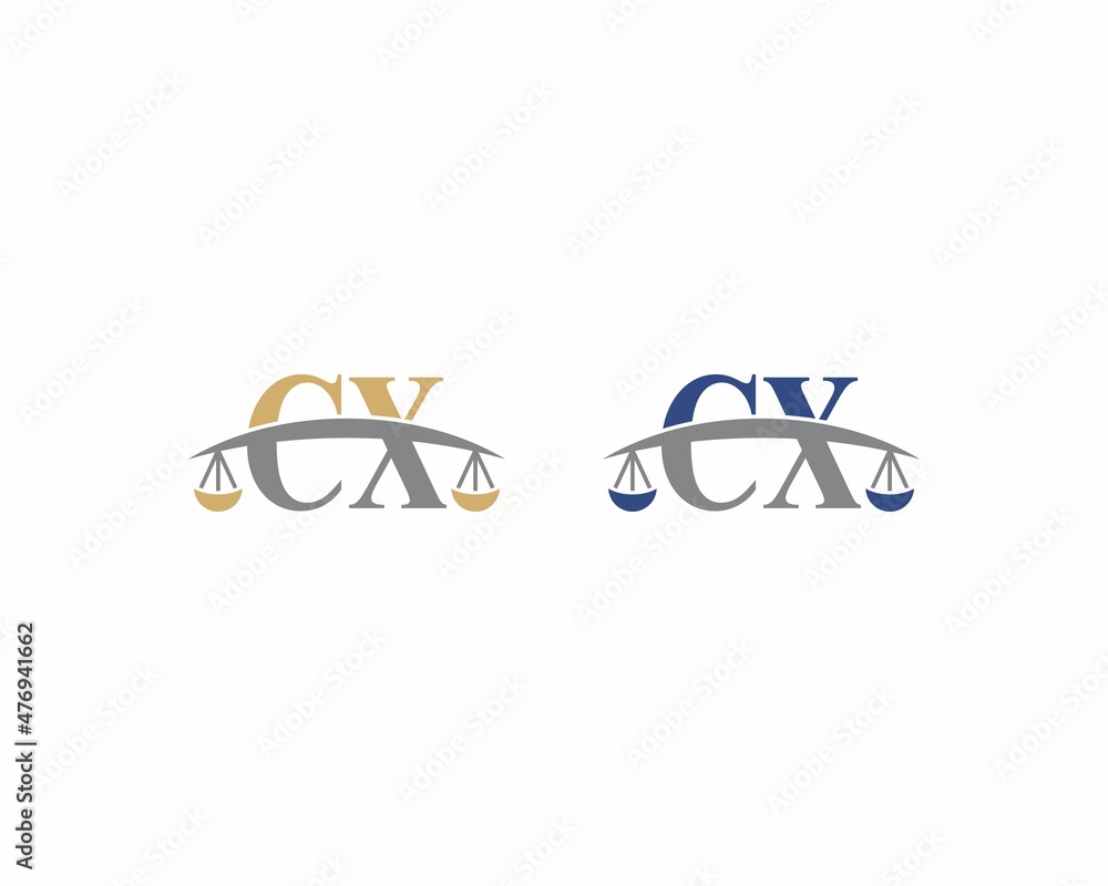 Letters CX Logo With Scale of Justice Logo Icon 001 Stock Vector ...