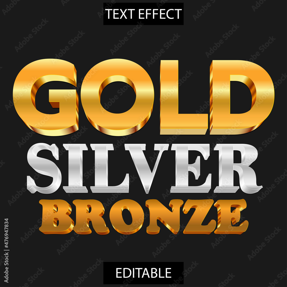 funtastic 3d premium text effect gold, silver, bronze andcool style ...