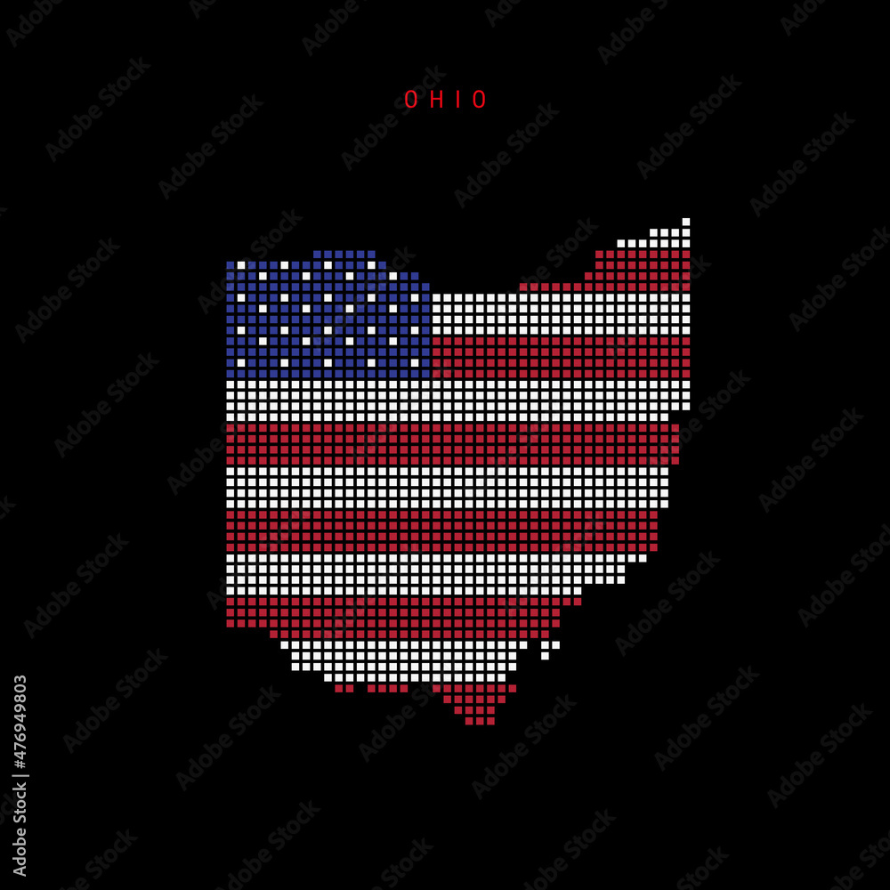Square dots pattern map of Ohio. Dotted pixel map with american ...