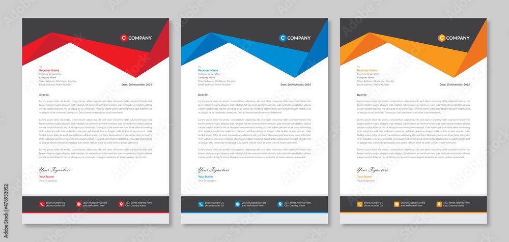 Corporate business letterhead template design in modern style with ...