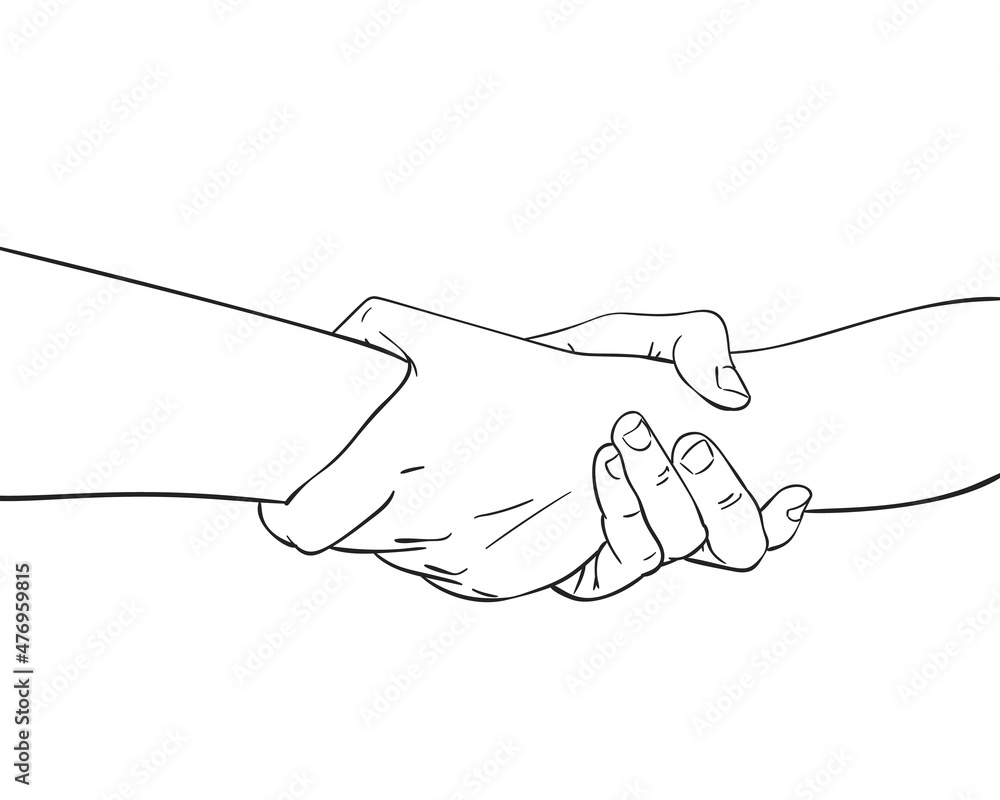 two hands holding each other vector drawing Stock Vector | Adobe Stock