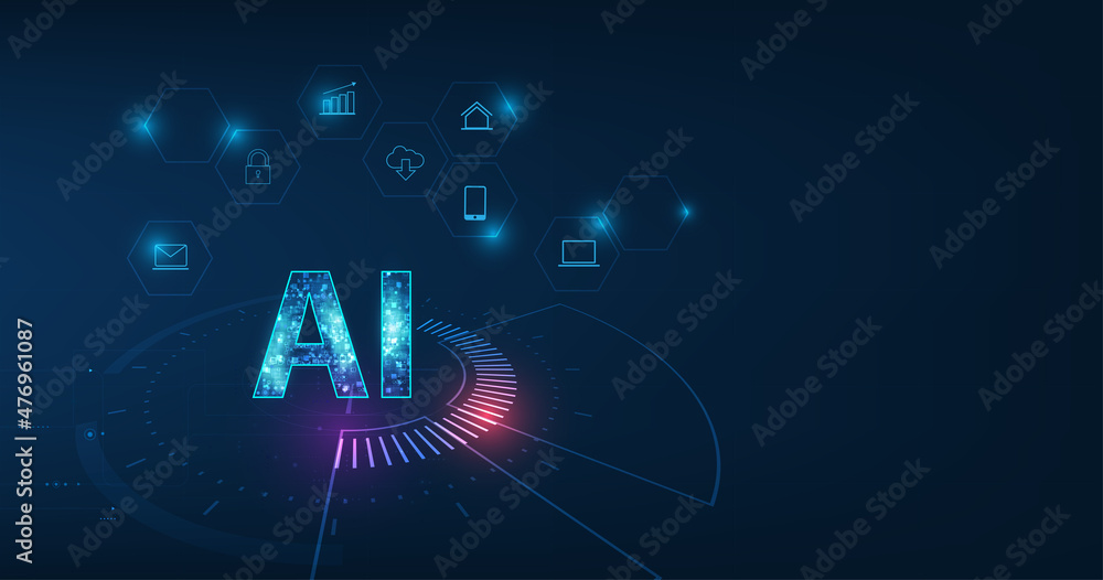 Abstract futuristic digital and technology on dark blue color ...