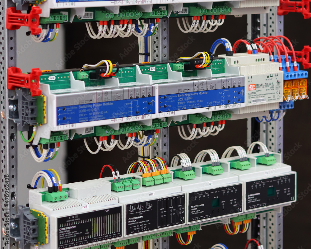 Lutron relay blocks, Crestron input and data entry blocks. The ...