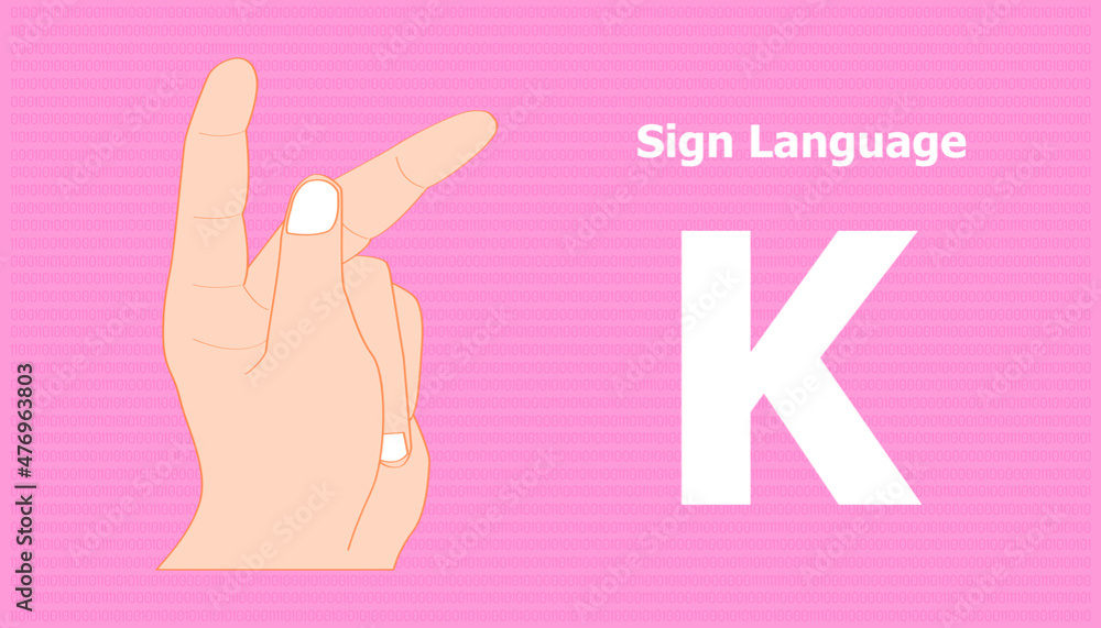 sign language alphabet K for communication. vector illustration eps10 ...