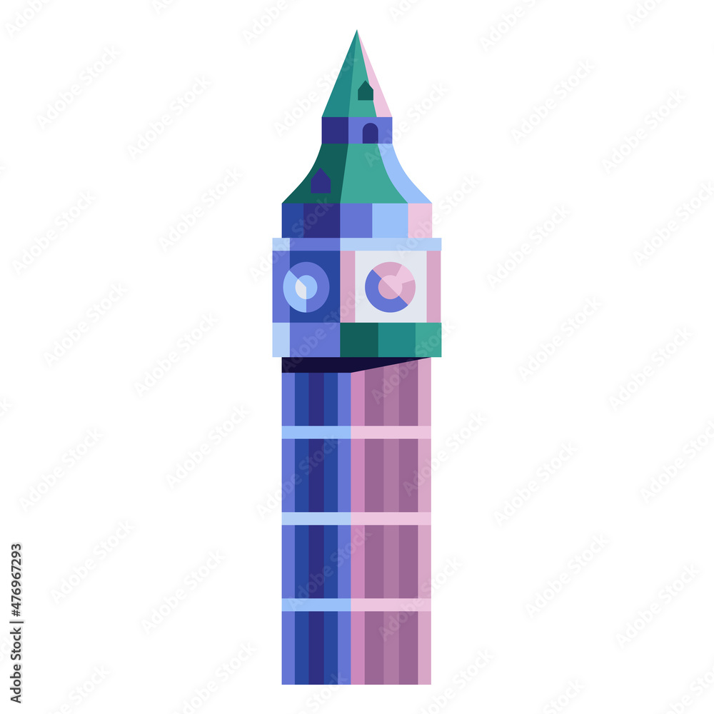 Big Ben Clock Tower Icon in Flat Design Stock Vector | Adobe Stock