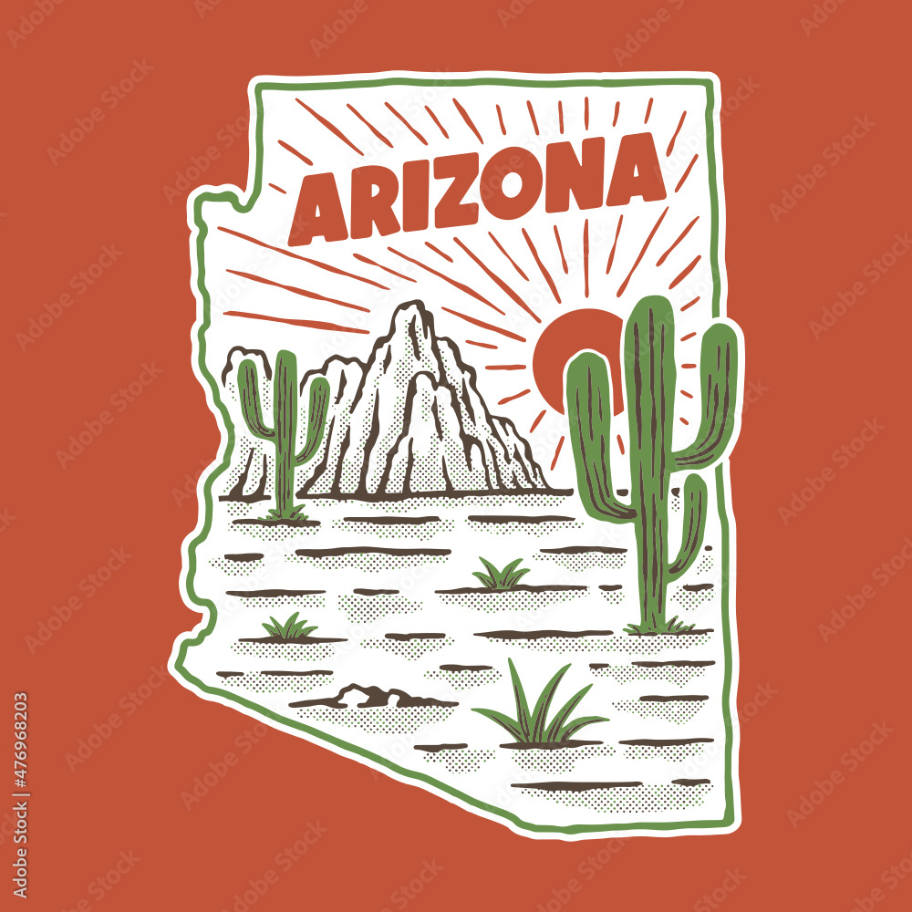 Arizona map illustration Stock Vector | Adobe Stock