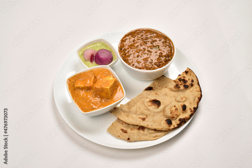 Paneer Butter Masala and Daal Makhani Served with Tandoori Roti in ...