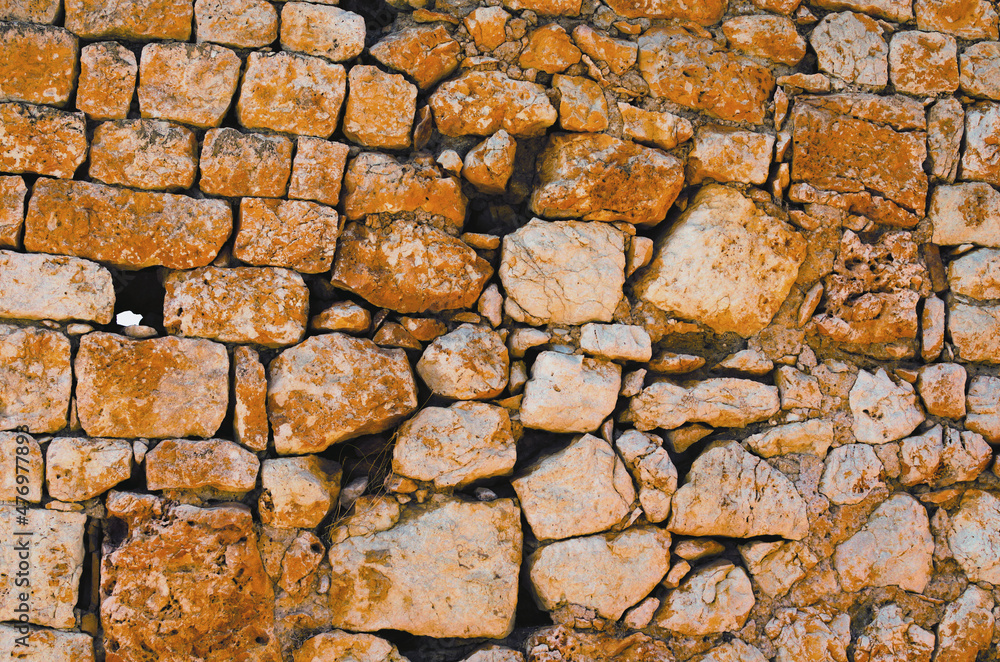 Kizkalesi,Turkey-October 11,2021:Acient brick wall. Grunge brick wall ...