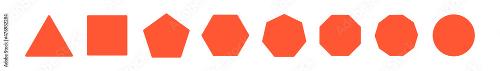 Types of polygon. Geometry Maths shapes. Outline set. Triangle Square ...