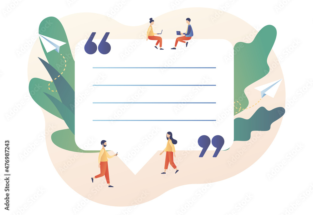 Tiny characters quoted text great and famous people. Quote box and big ...