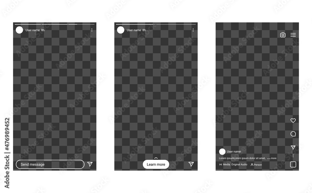 Instagram story reel empty screen ui Stock Vector | Adobe Stock