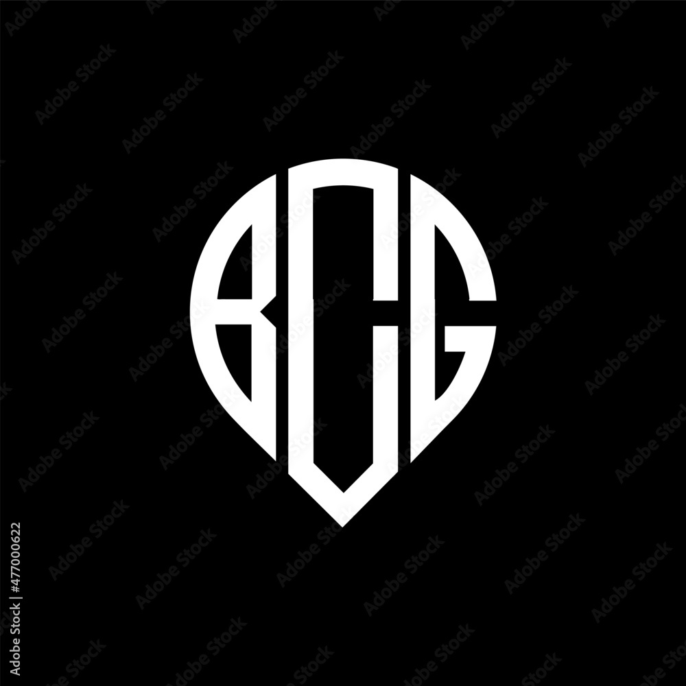 BCG letter logo design on black background. BCG circle letter logo design with ellipse shape ...