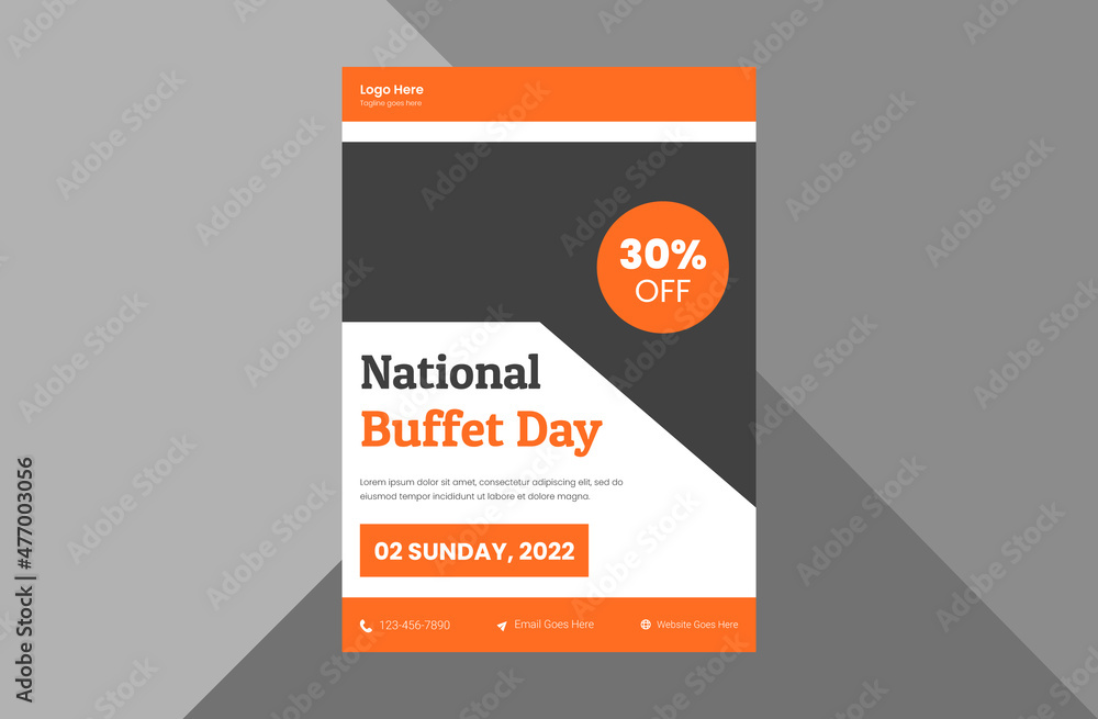 national buffet day flyer template, poster. buffet fest promotion flyer ...