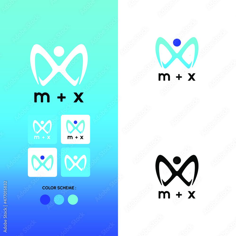 MX letter logo design that forms the infinity icon and resembles a ...