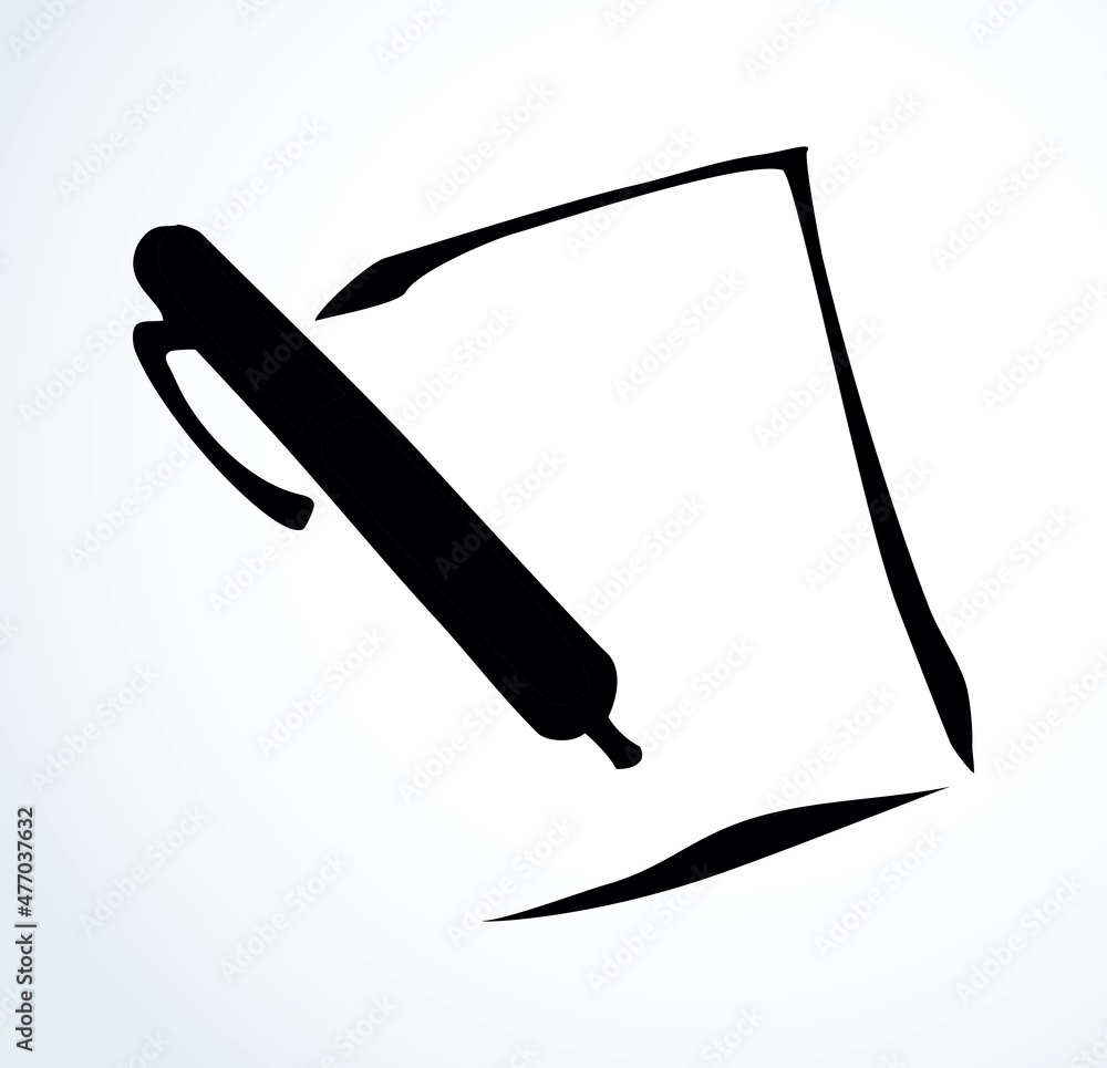 Sheet of paper with pen. Vector drawing Stock Vector | Adobe Stock