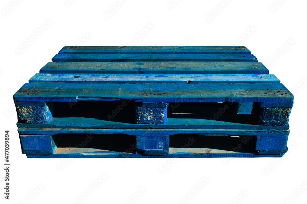 Sturdy wooden pine blue pallet used in transportation and storage, euro ...