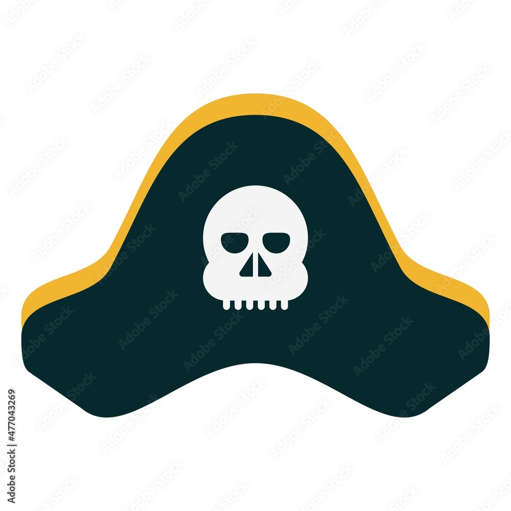 pirate hat flat clipart vector illustration Stock Vector | Adobe Stock