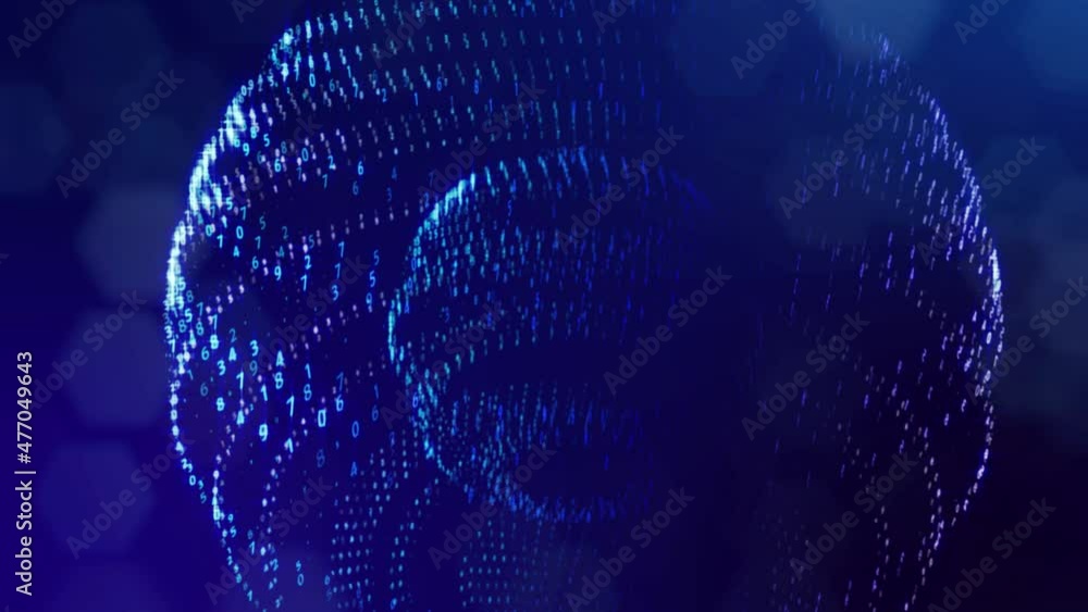 3d loop background, concept of digital data processing, calculation and visualization of ...